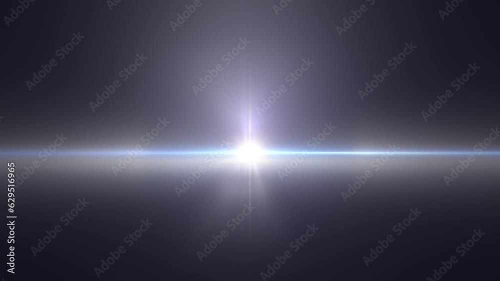 Blue white optical lens flare Light burst moving animation on black ...