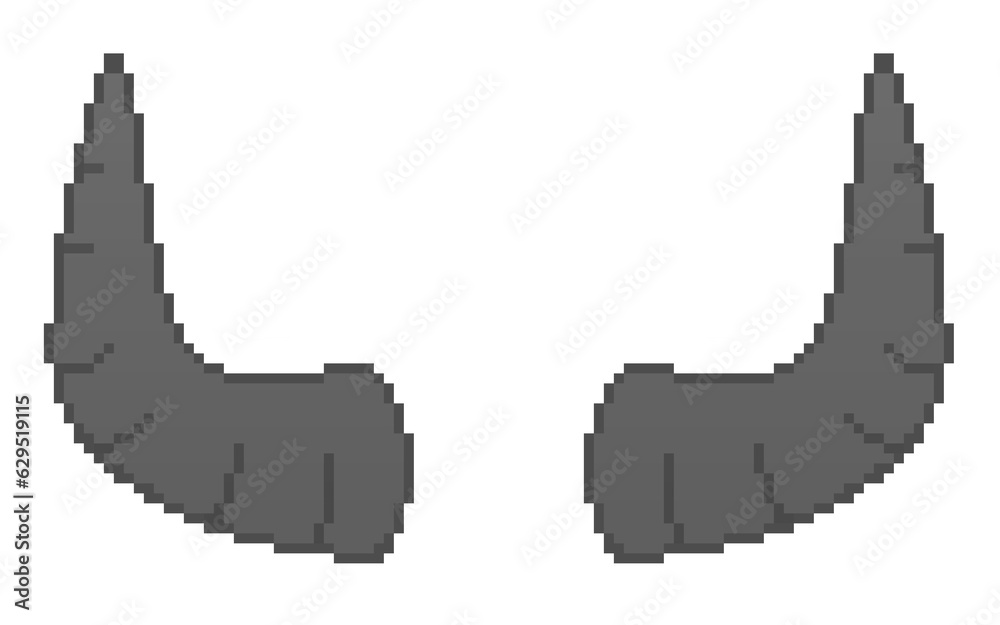 Illustration of pixel art black antlers Stock Illustration | Adobe Stock