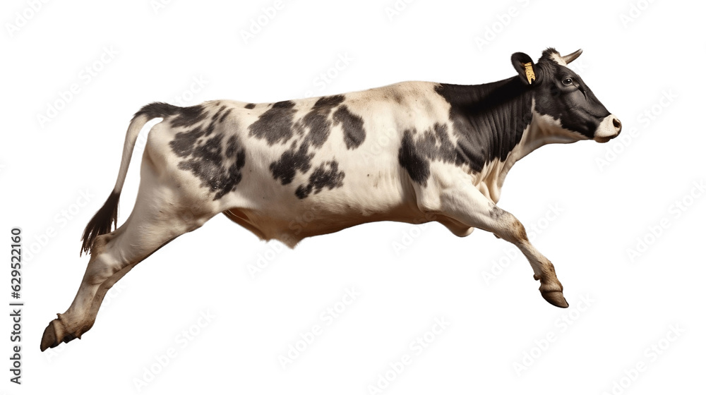 Transparent cow isolated on white. Jumping cow. Spotted cow. Farm ...