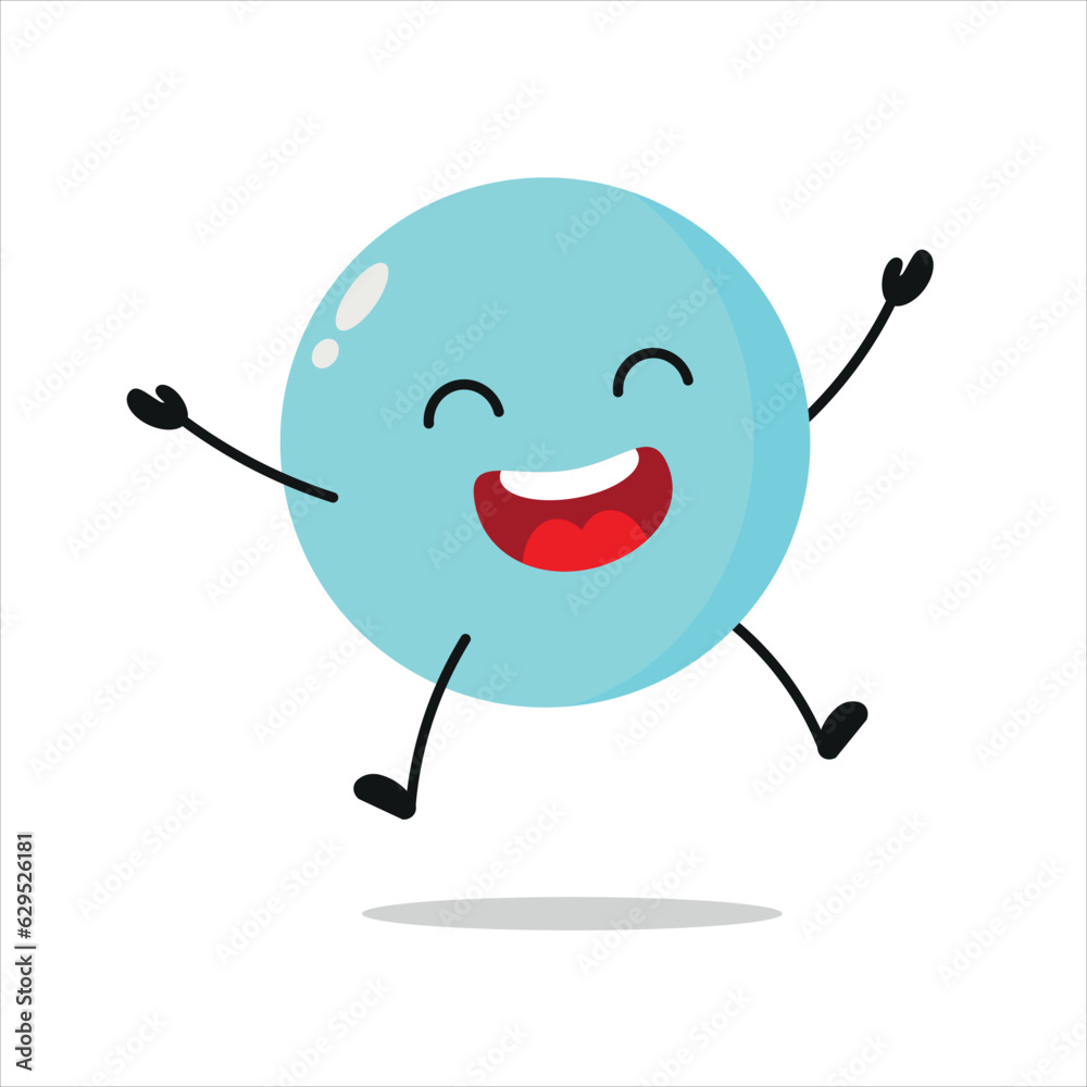 Cute happy bubble character. Funny victory jump celebration foam ...