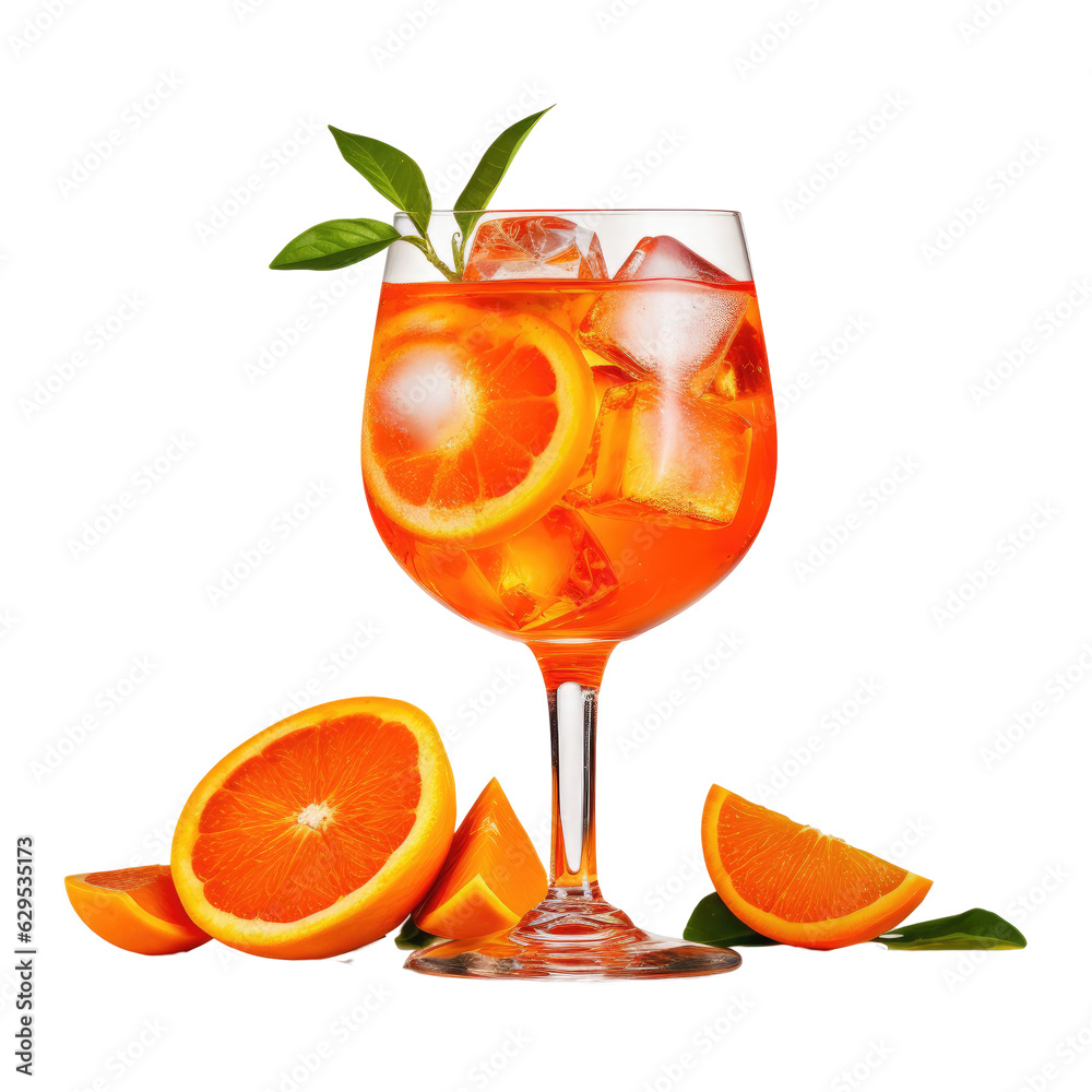 Refreshing Aperol Spritz with Orange Wheel and Ice Cubes isolated on ...