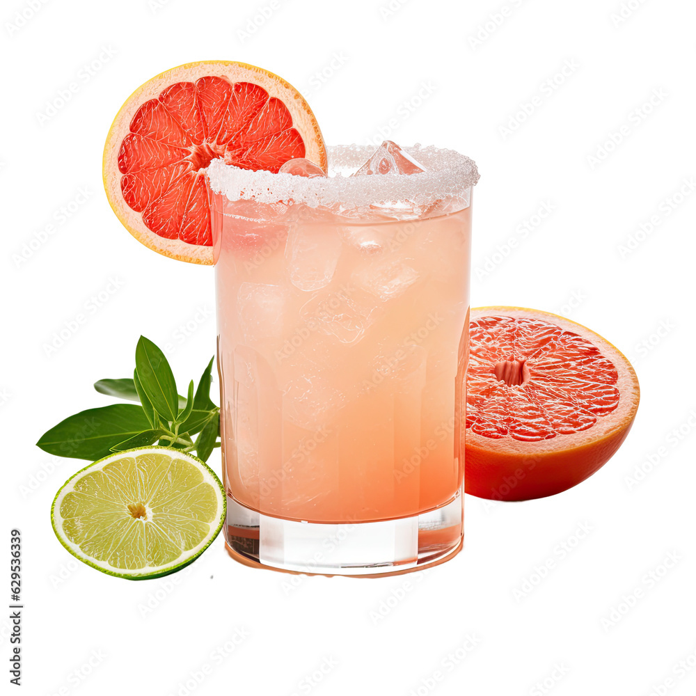 Highball Glass Paloma with Grapefruit Wheel isolated on transparent background. Generative AI ...