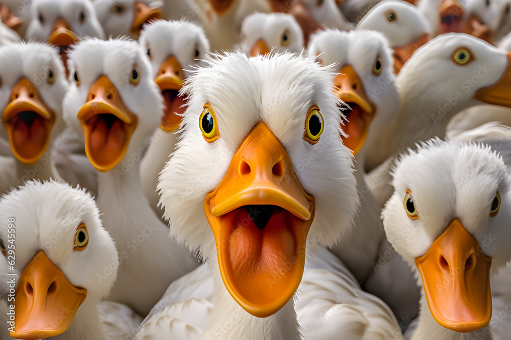 multiple duckling face only packed together and straight look the same ...