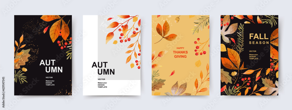 Autumn, Fall, Thanksgiving Day trendy backgrounds with beautiful leaves ...
