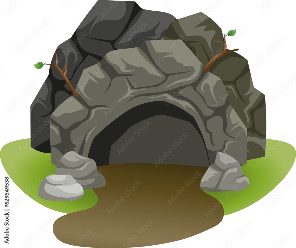 cave cartoon illustration vector Stock Vector | Adobe Stock