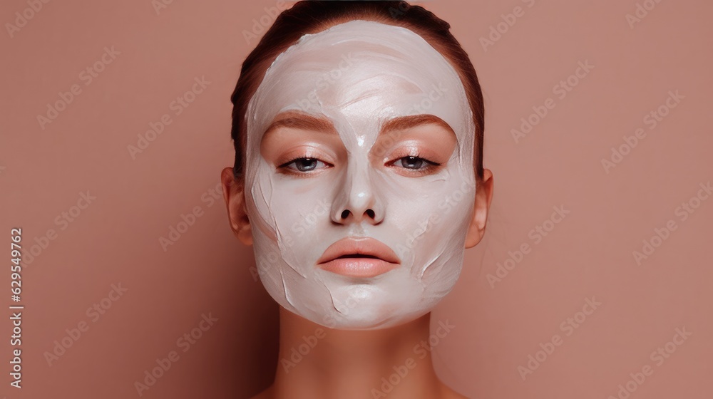 Beautiful young woman with a mask on her face. Skin care and treatment ...