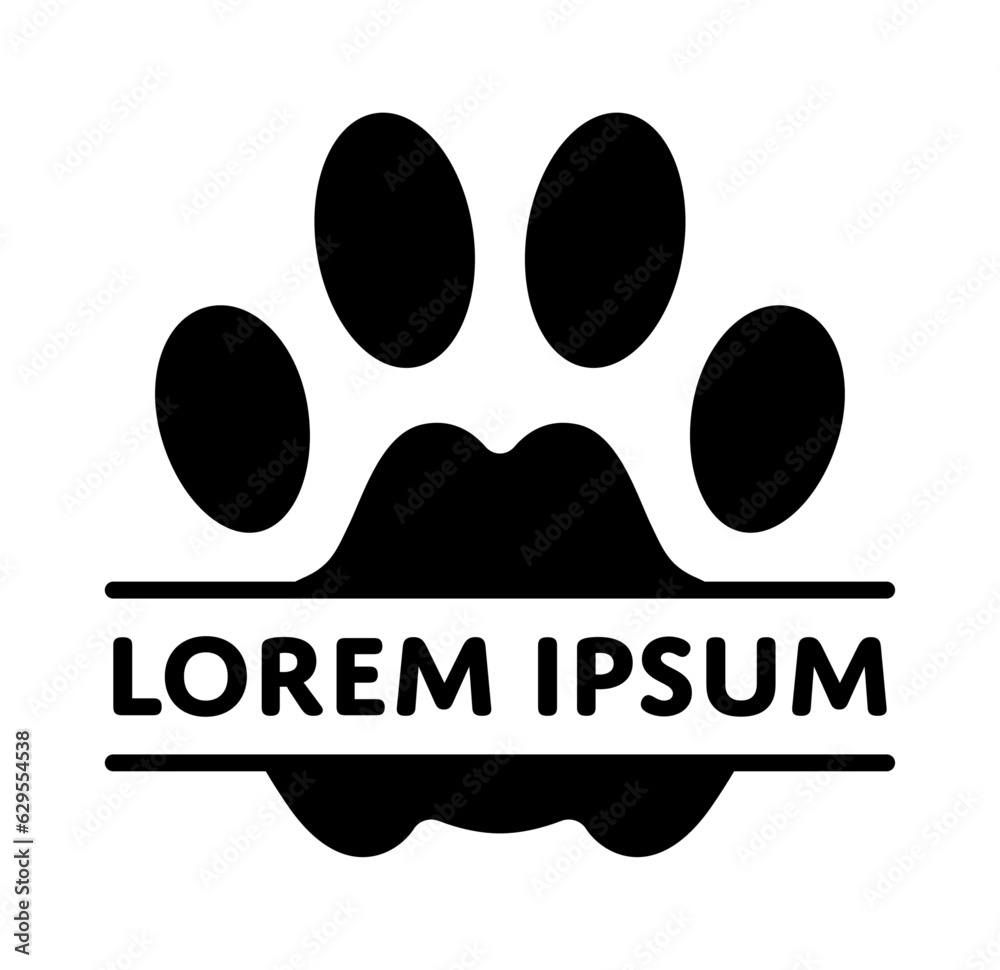 Leopard paw split frame, Wildcat footprint template for custom text ...