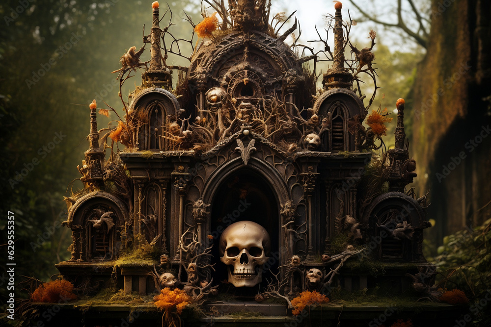 Skull Shrine: A Sacred Temple for Pagan Worship Stock Illustration ...