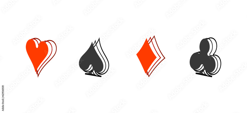 Poker playing cards suits symbols - spades hearts diamonds and clubs ...
