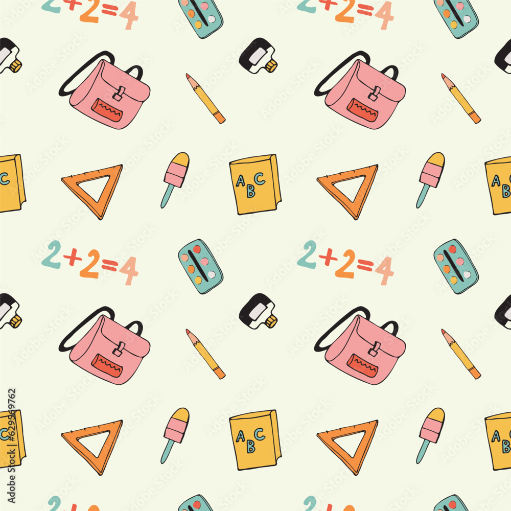 School learning seamless pattern vector backdrop. Background ...