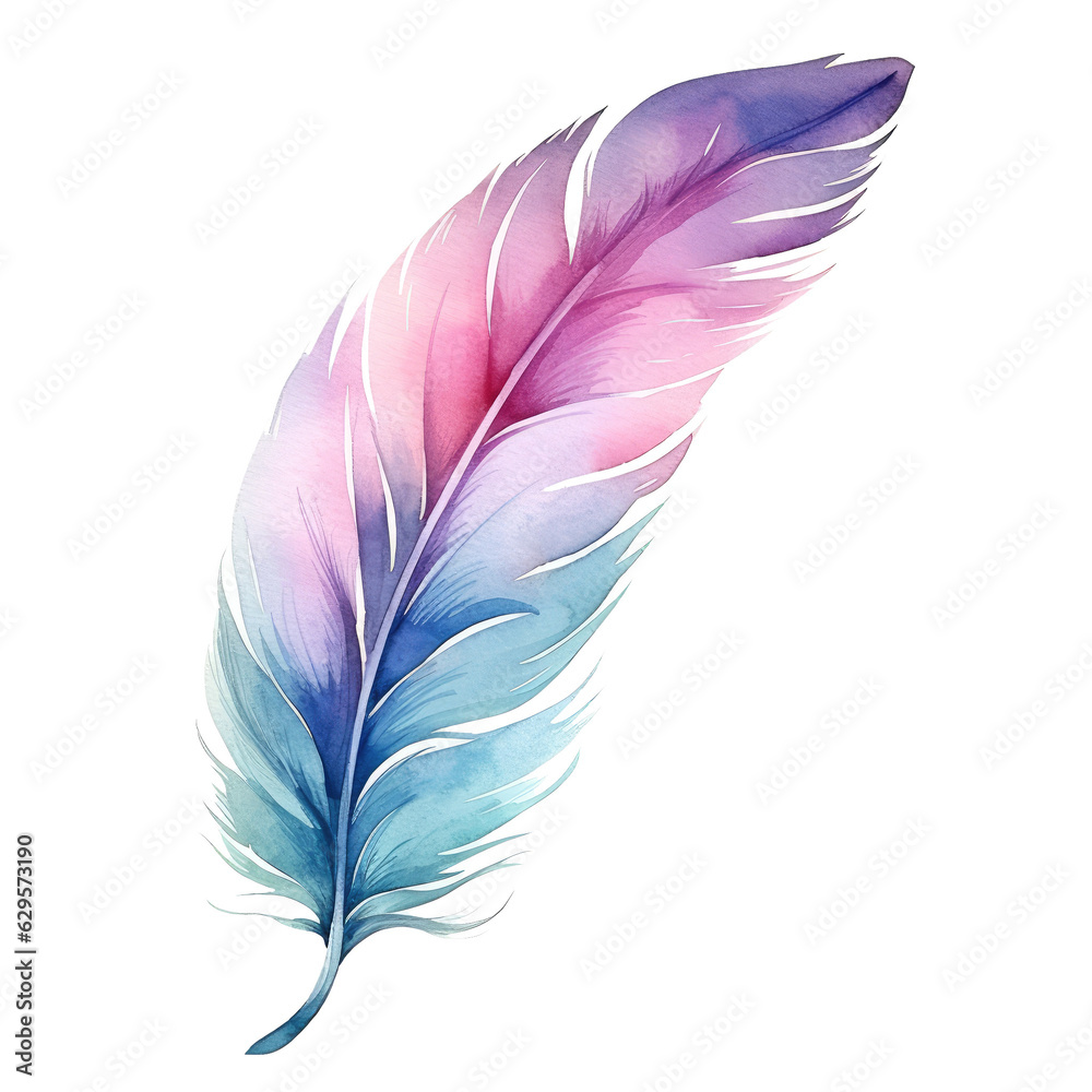 watercolor clip art feather rainbow colours AI art Midjourney Stock ...