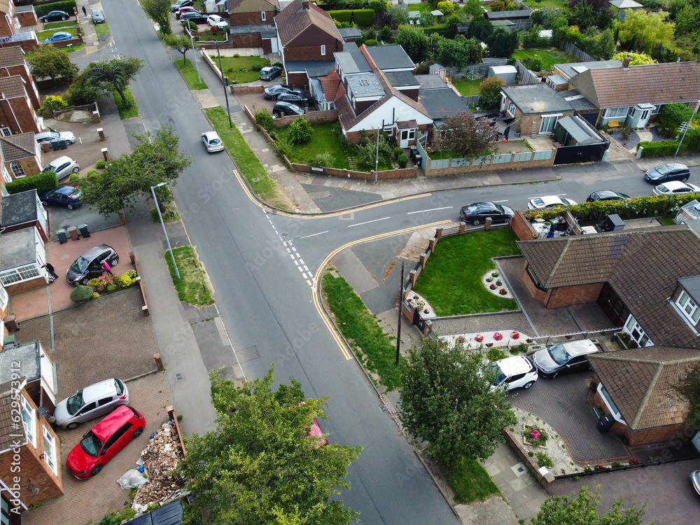 High Angle View of Western Luton City and Residential District with ...