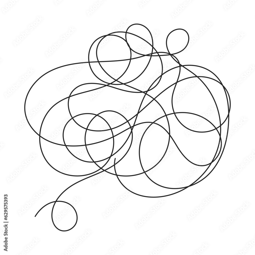 Chaos anxiety thoughts flat monochrome isolated vector object. Negative ...