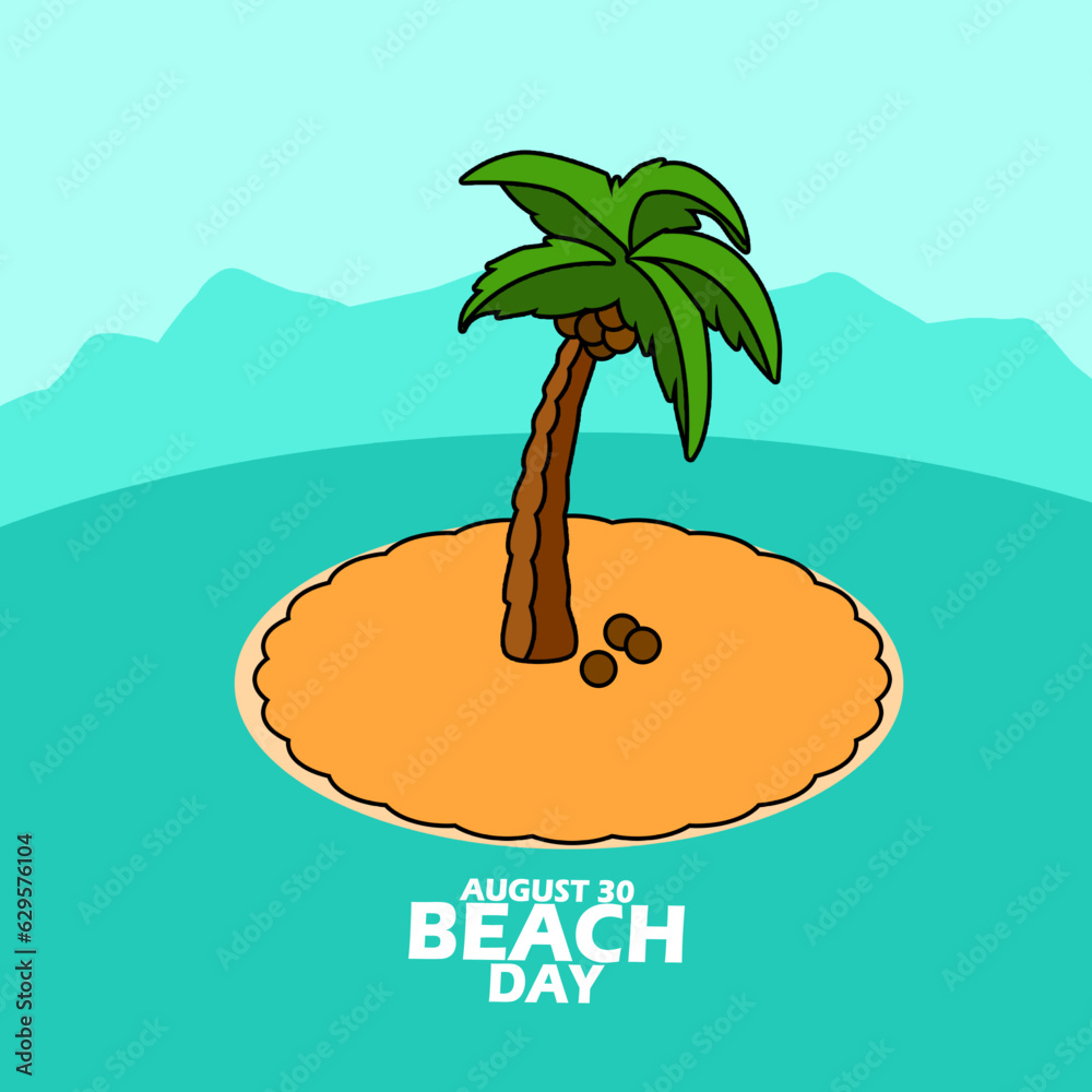 A coconut tree with coconuts on a small island in the middle of the sea ...