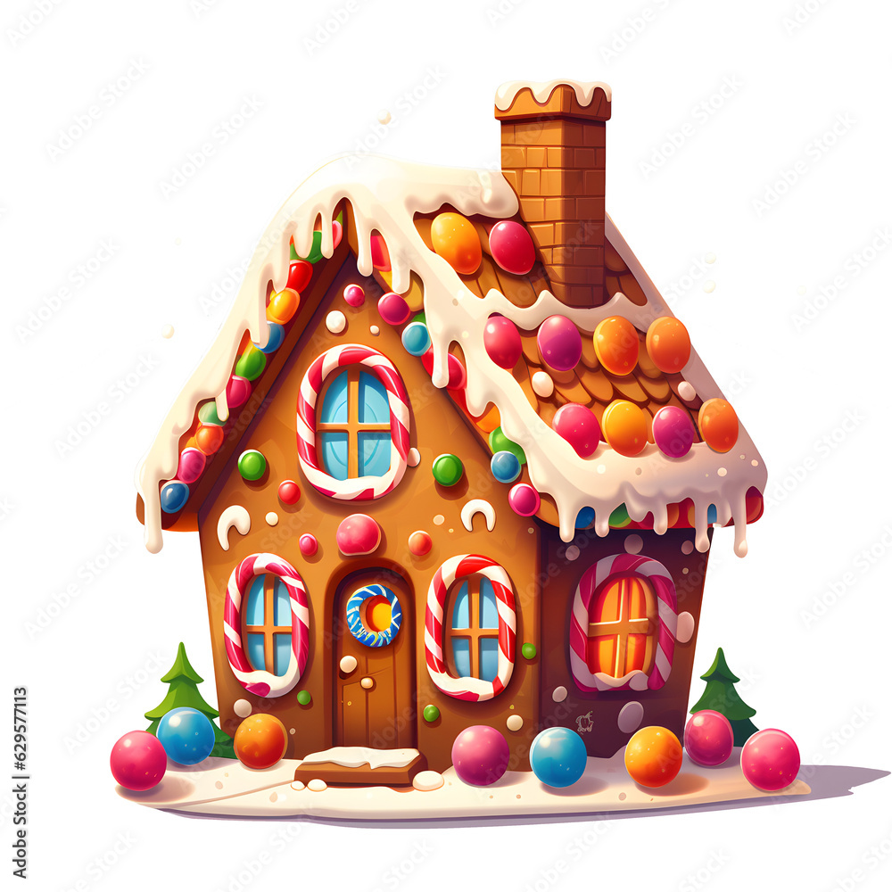 Cartoon clipart of a gingerbread house with gumdrop accents Stock ...