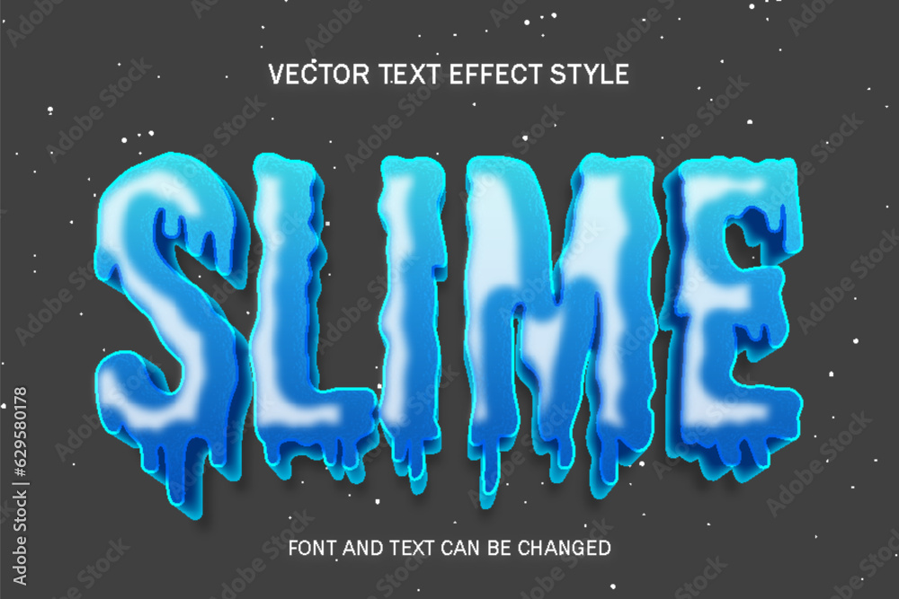 slime blue liquid water melting typography editable text effect font ...