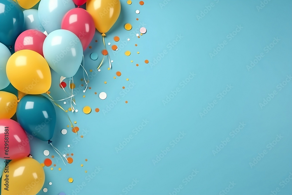 colorful balloons backgroundColorful Confetti Still Life on Blue ...
