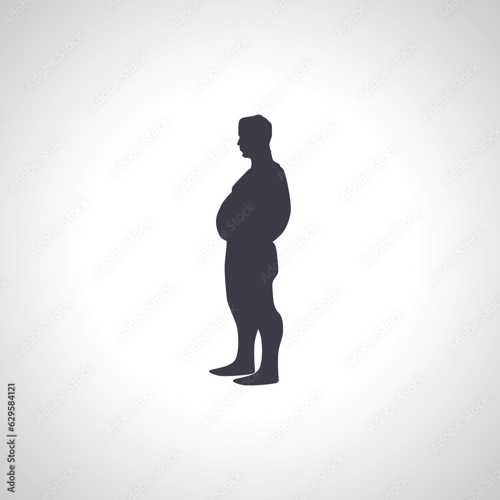 Fat man silhouette. Fat man icon Stock Vector | Adobe Stock