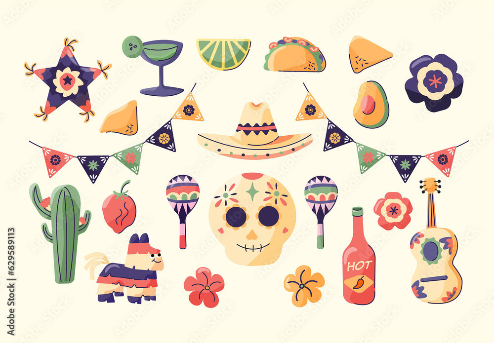 Mexican Illustrations for Dia De Los Muertos Day of The Dead Cinco De ...