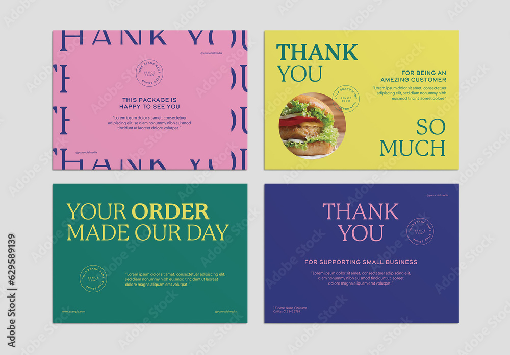 Modern Thank You Card Layout Stock Template | Adobe Stock