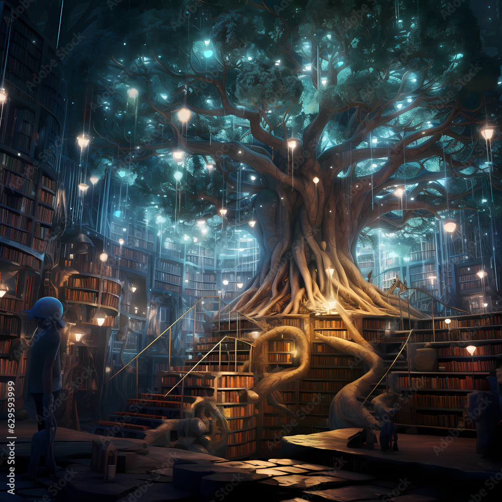 Tree of knowledge, Tree of Life, Ethereal Akashic records, spiraling ...