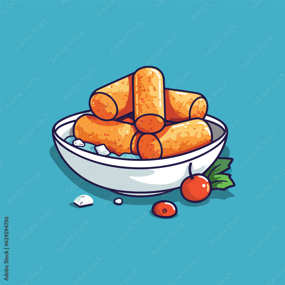 mozzarella sticks clip art illustration for menu, poster, web Stock ...