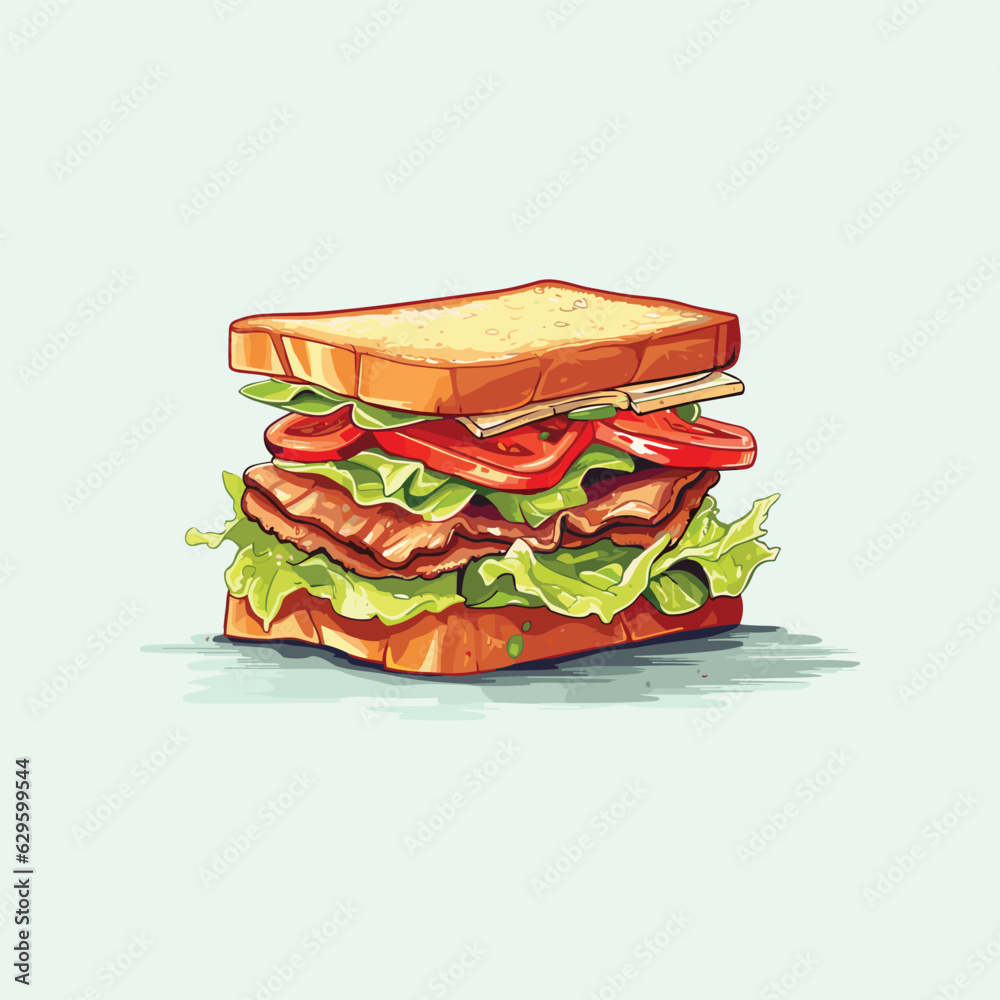 blt sandwich vector illustration. clean line and cool color clip art ...