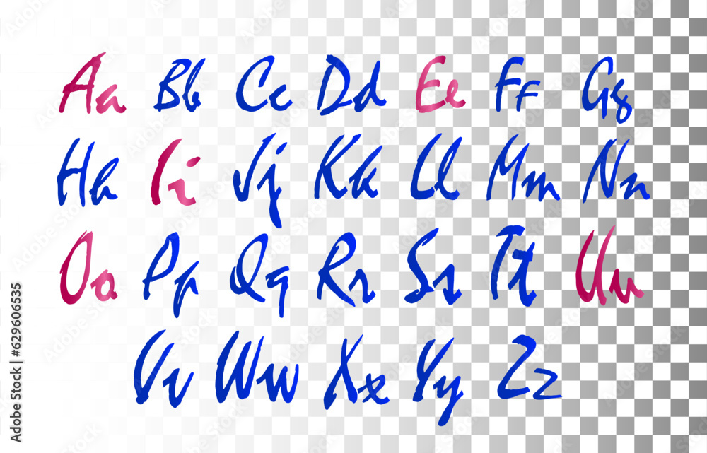 Stylized alphabet on a transparent background, upper and lower case ...