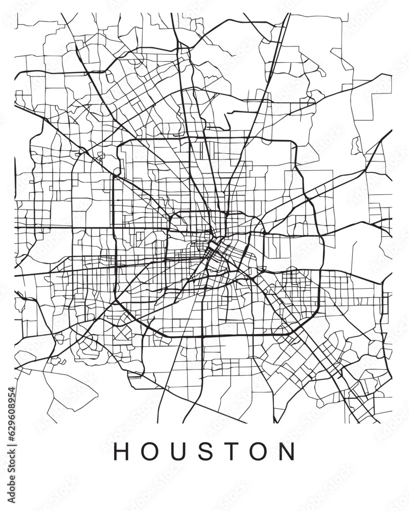 Vector design of the street map of Houston against a white background ...