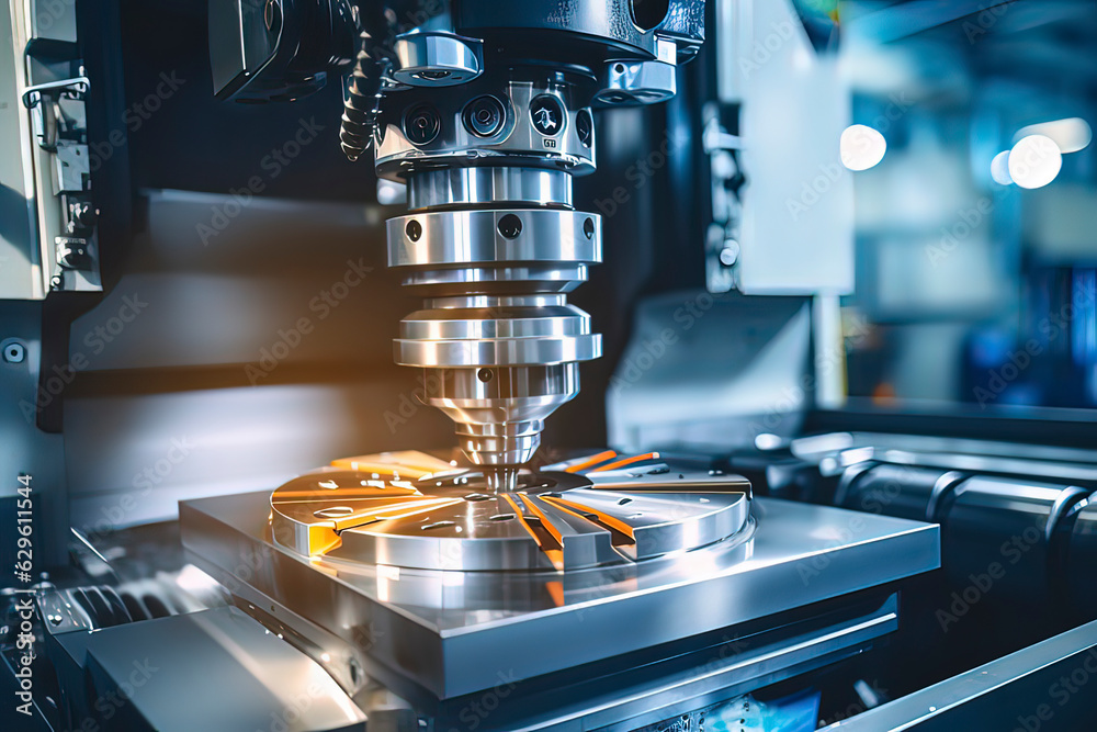 CNC machine processing. AI technology generated image Stock ...