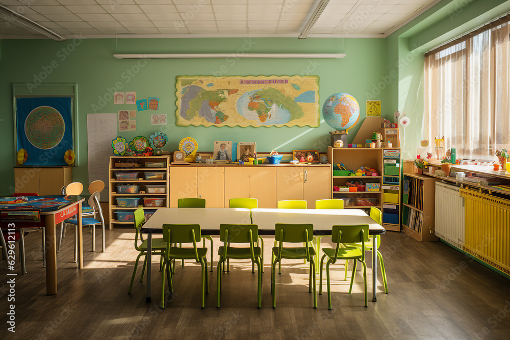 Generative ai picture collage of classroom interior with school supply ...