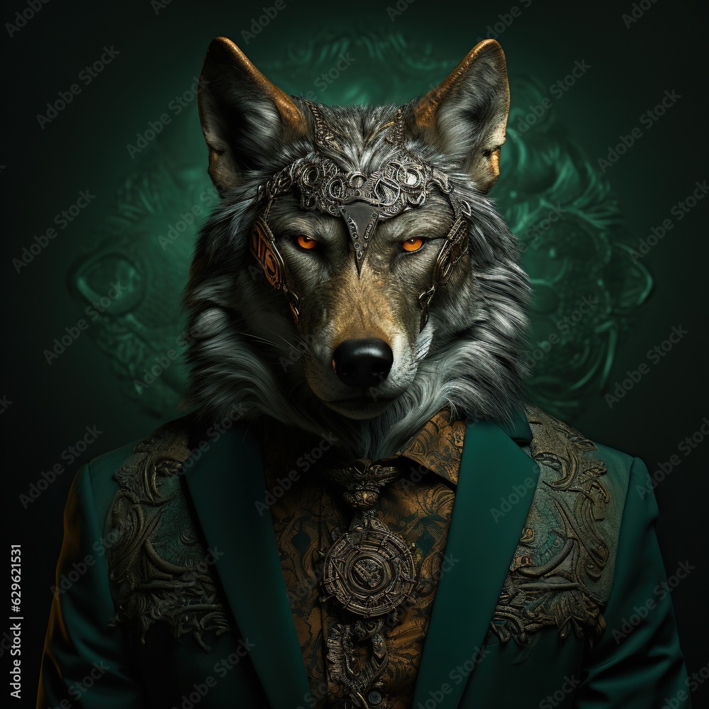 wolf-headed man in office attire Stock Illustration | Adobe Stock