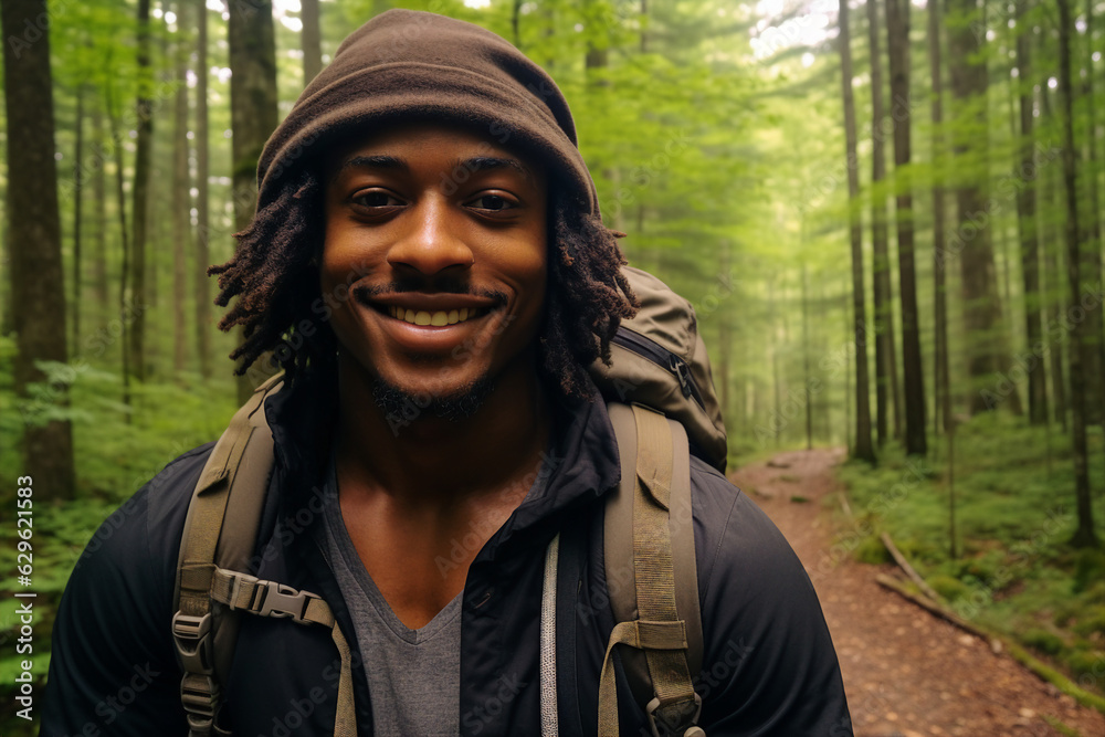 Generative AI picture image of wanderer person in touristic gear ...