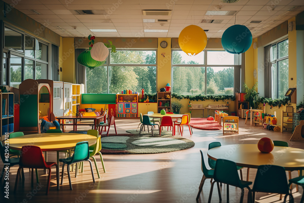 Generative ai picture collage of classroom interior with school supply ...