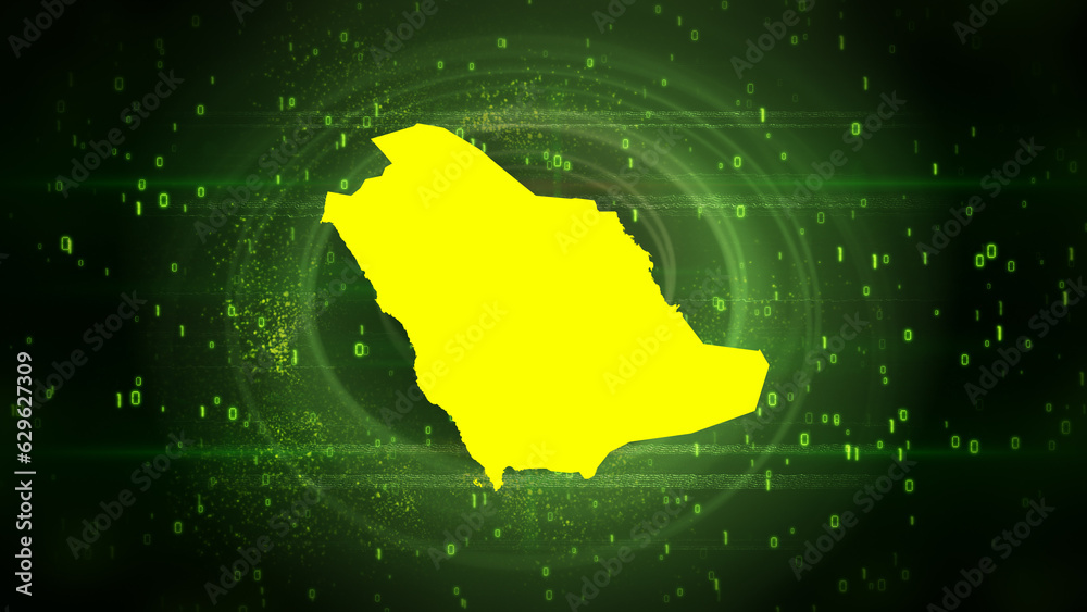 Saudi Arabia Map on Digital Technology Background ilustração do Stock ...