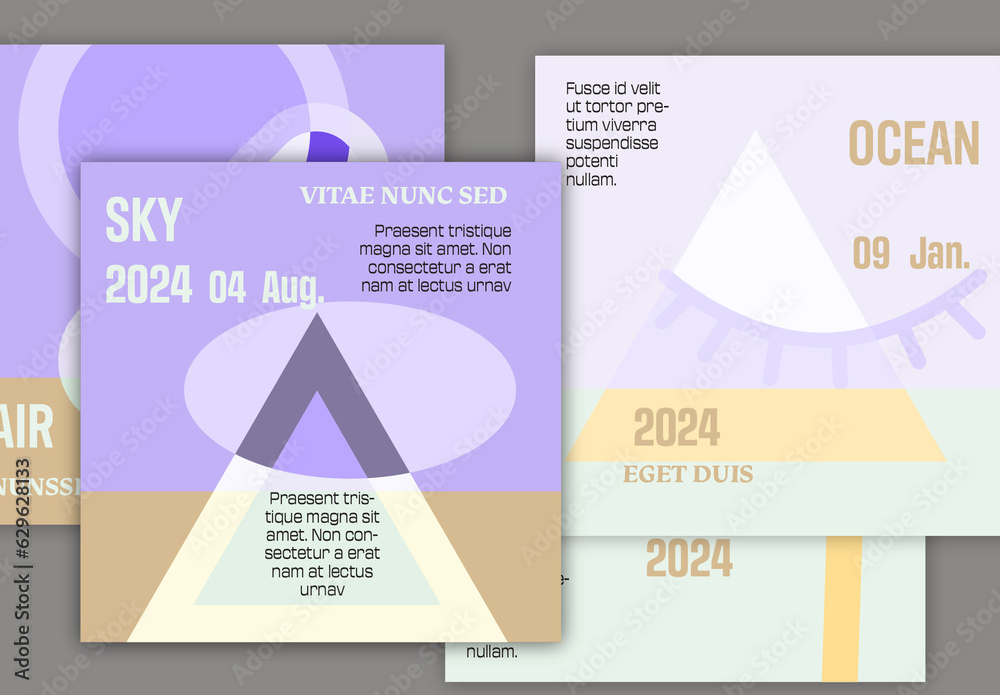 Social Media Square Post Layout Simple Overlapping Geometrical Shapes ...