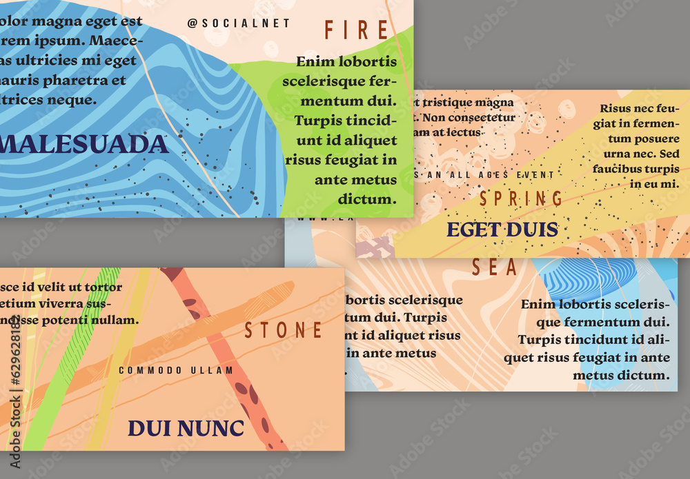 Web Banner Layout Overlapping Blobs Textured With Spots And Lines Stock ...