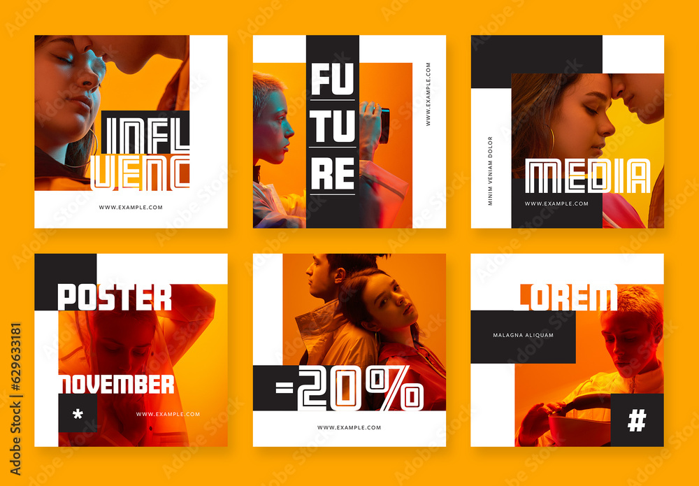 Modern Bold Social Media Post Layouts Stock Template | Adobe Stock