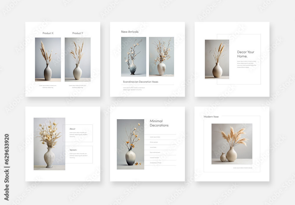 Elegant and Minimal Social Media Post Layouts Stock Template | Adobe Stock