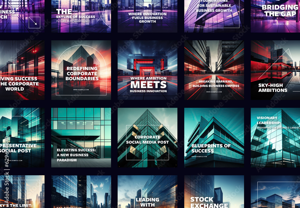 20 Business Social Media Backgrounds With White Bold Titles And ...