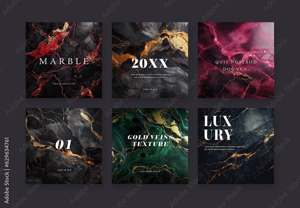 Luxury Marble Social Media Layouts With Generative Ai and Decorative ...