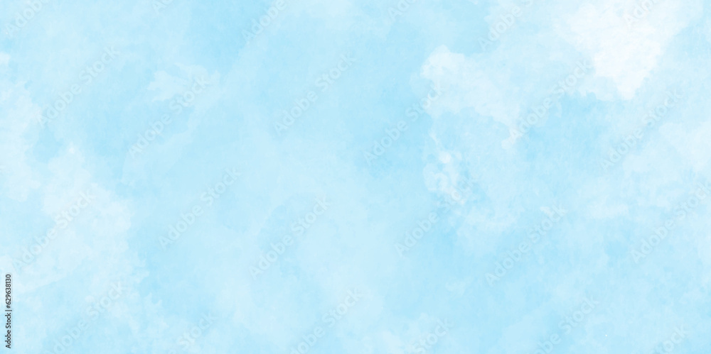 Soft sky blue paint aquarelle hand-painted watercolor background with ...