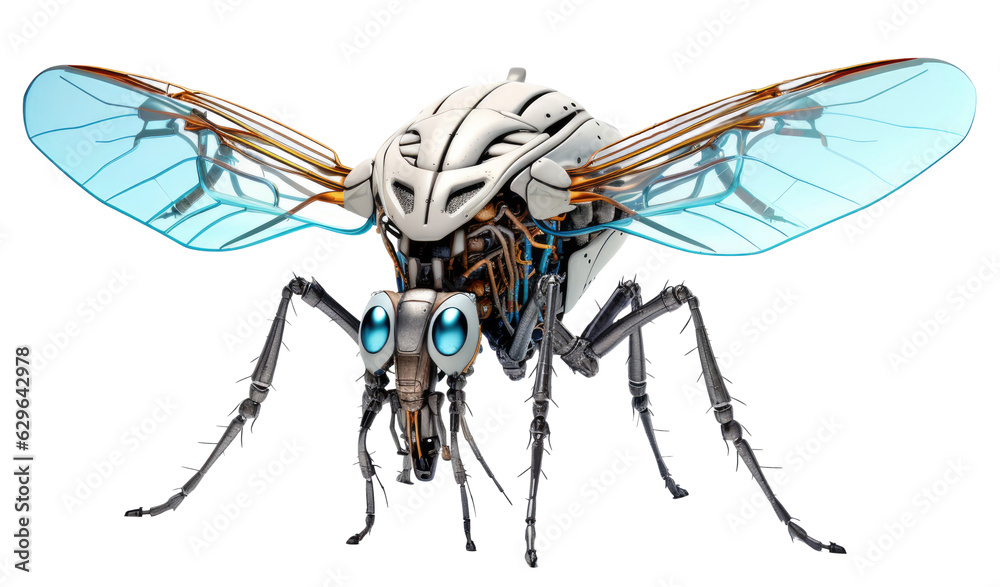 Robotic insect mosquito png, mechanical cyber mosquito isolated on ...