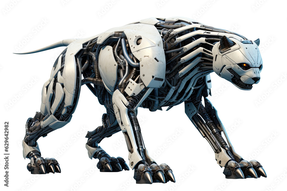 Robotic panther png, mechanical cyber leopard isolated on transparent ...