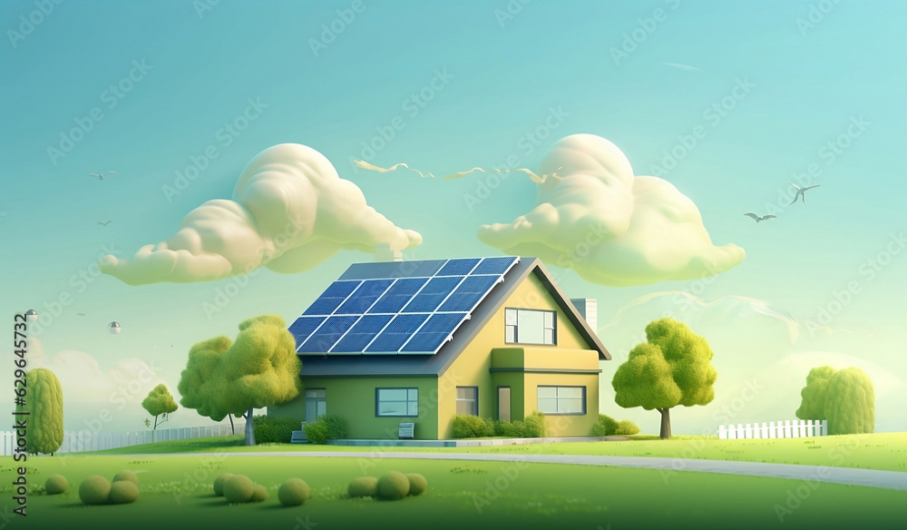 green energy house flat animation png png, in the style of futuristic ...