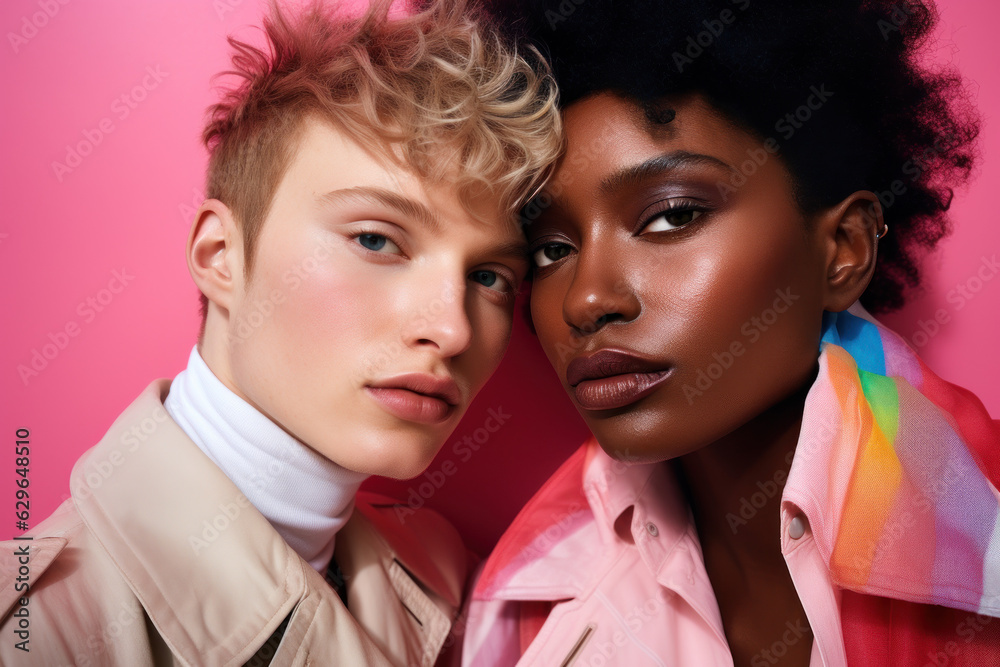 female friends/models/lgbtq + couple in magazine editorial fashion ...