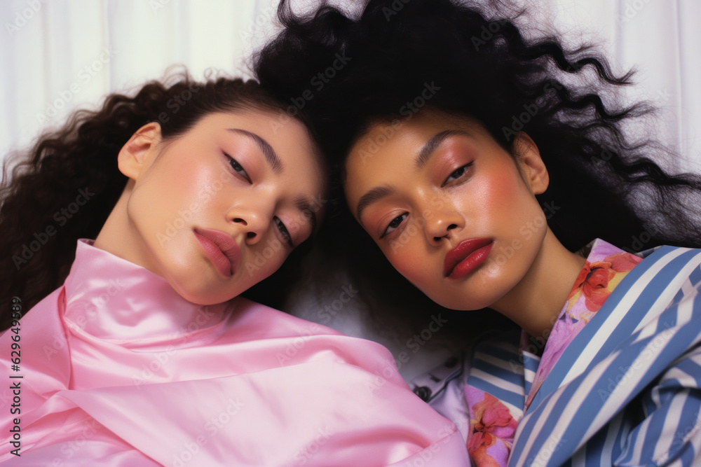 female friends/models/lgbtq + couple in magazine editorial fashion ...