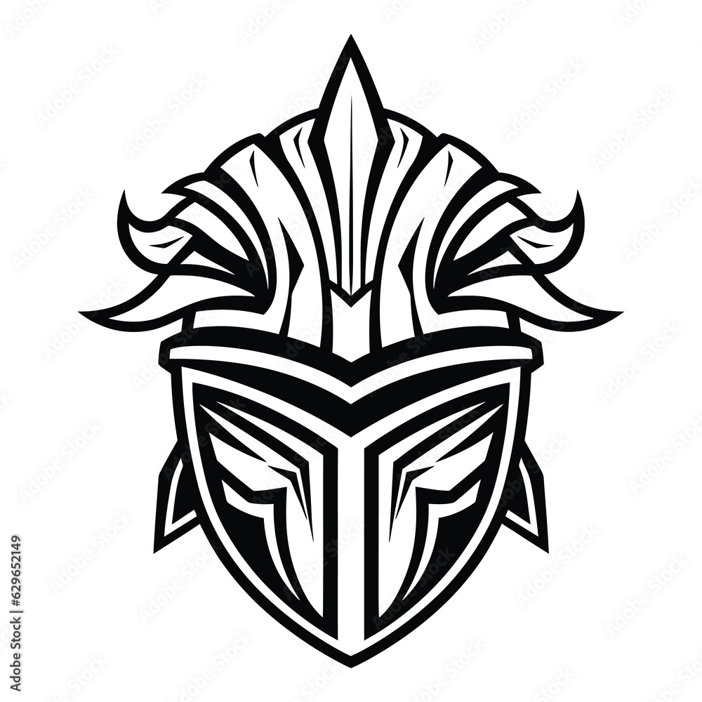 Knight Front View Illustration. Medieval knight in armor, vector logo ...