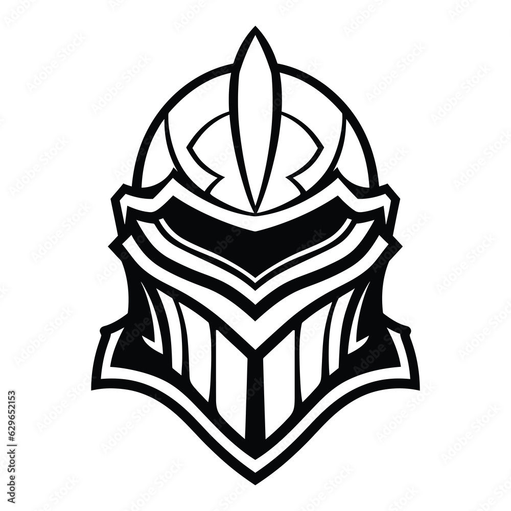 Knight Front View Illustration. Medieval knight in armor, vector logo ...