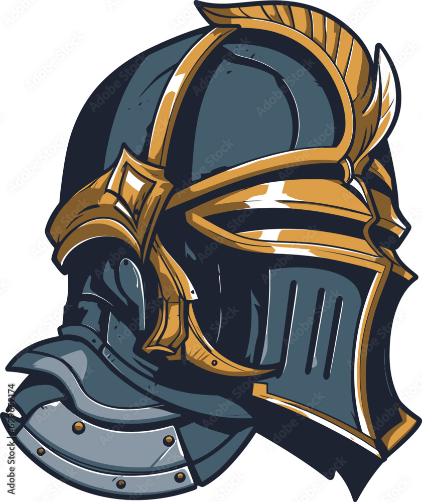 Knight Front View Illustration. Medieval knight in armor, vector logo ...
